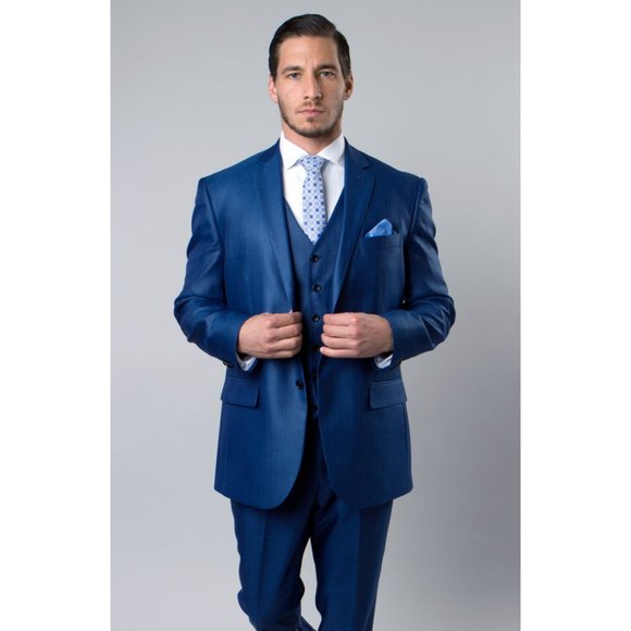 Tazio | Suits & Blazers | Sharkskin Classic Fit Mens Suit 3pc Blue ...